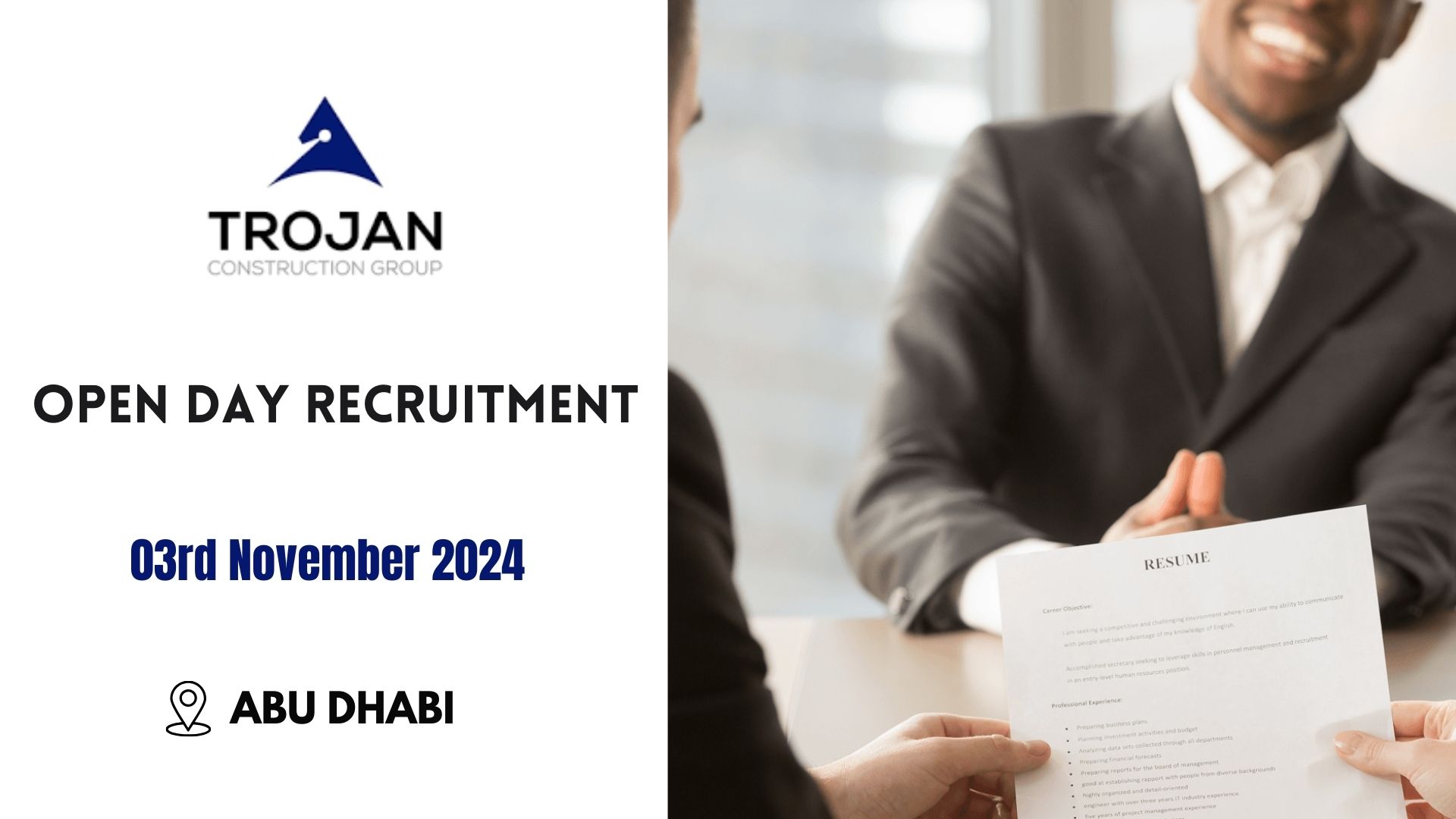 Trojan Construction Latest Open Day Recruitment