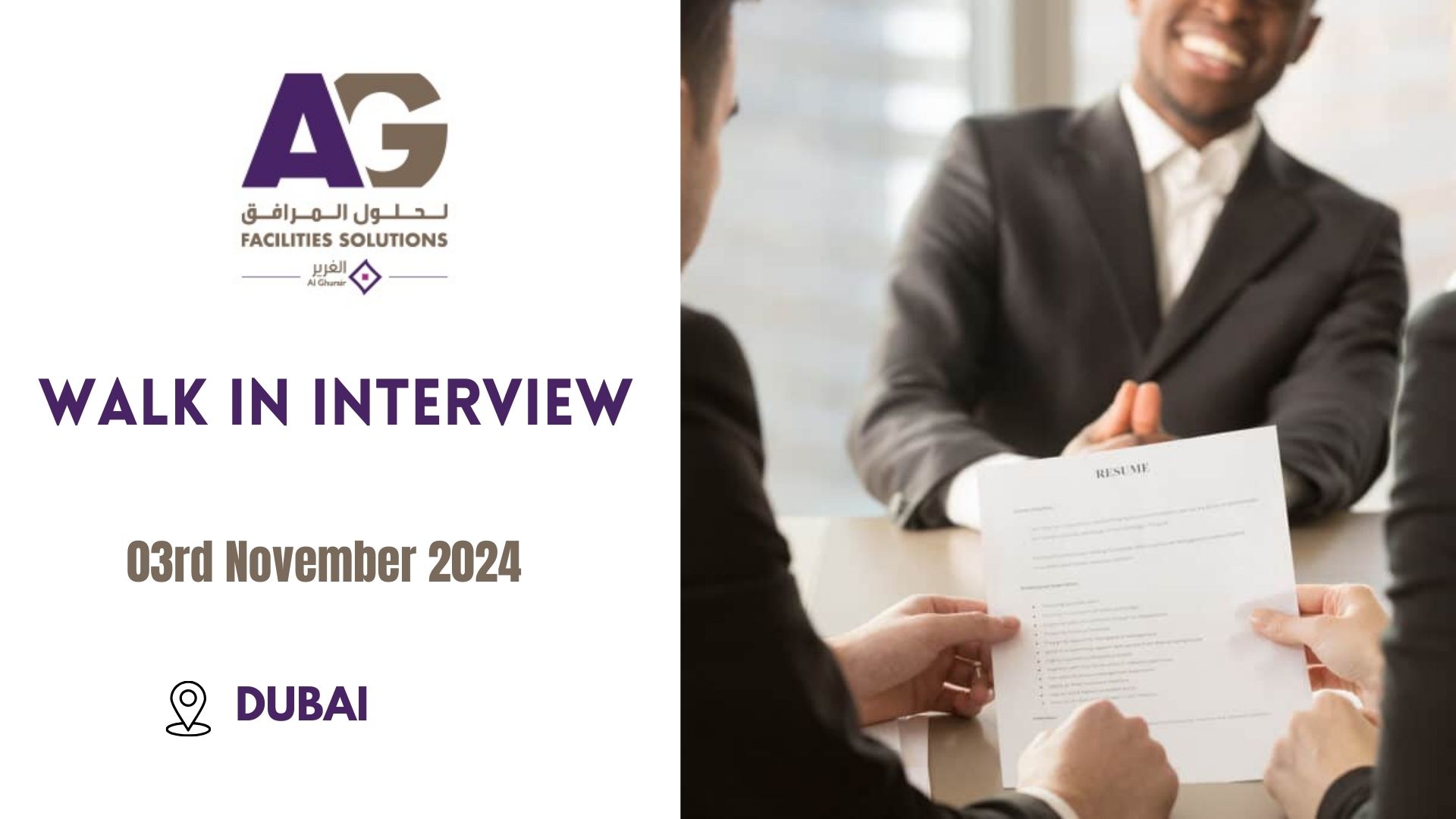 AG Facilities Solutions Latest Walk in Interview