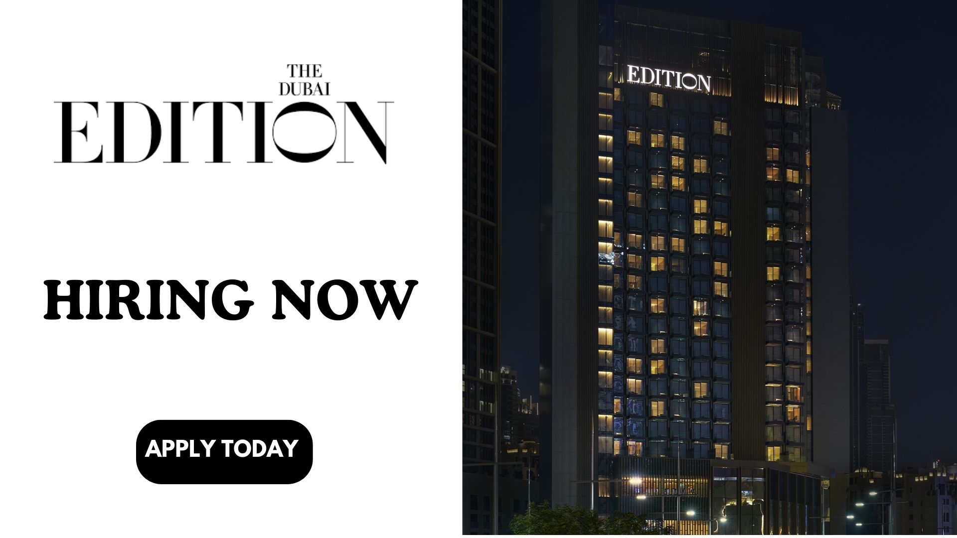 The Dubai EDITION Announced Latest Career Vacancies