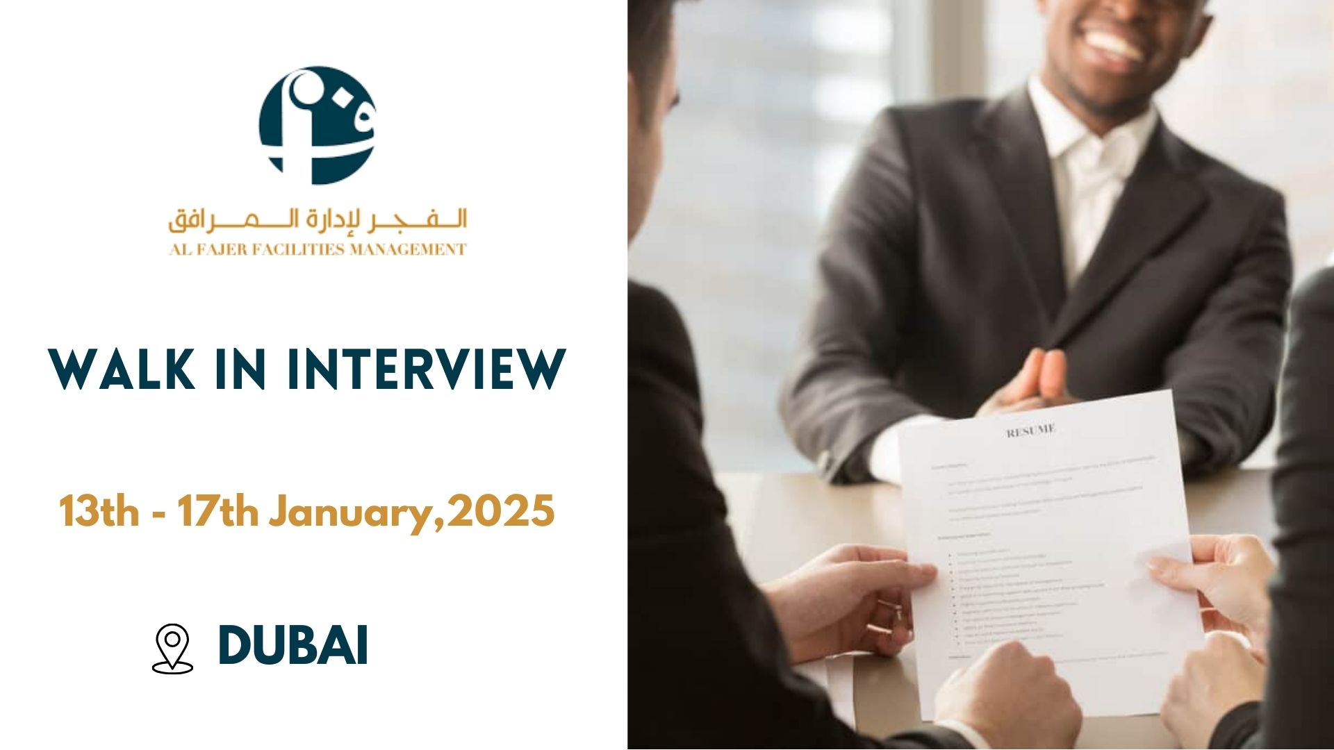 Al Fajer Facilities Management Walk in Interview