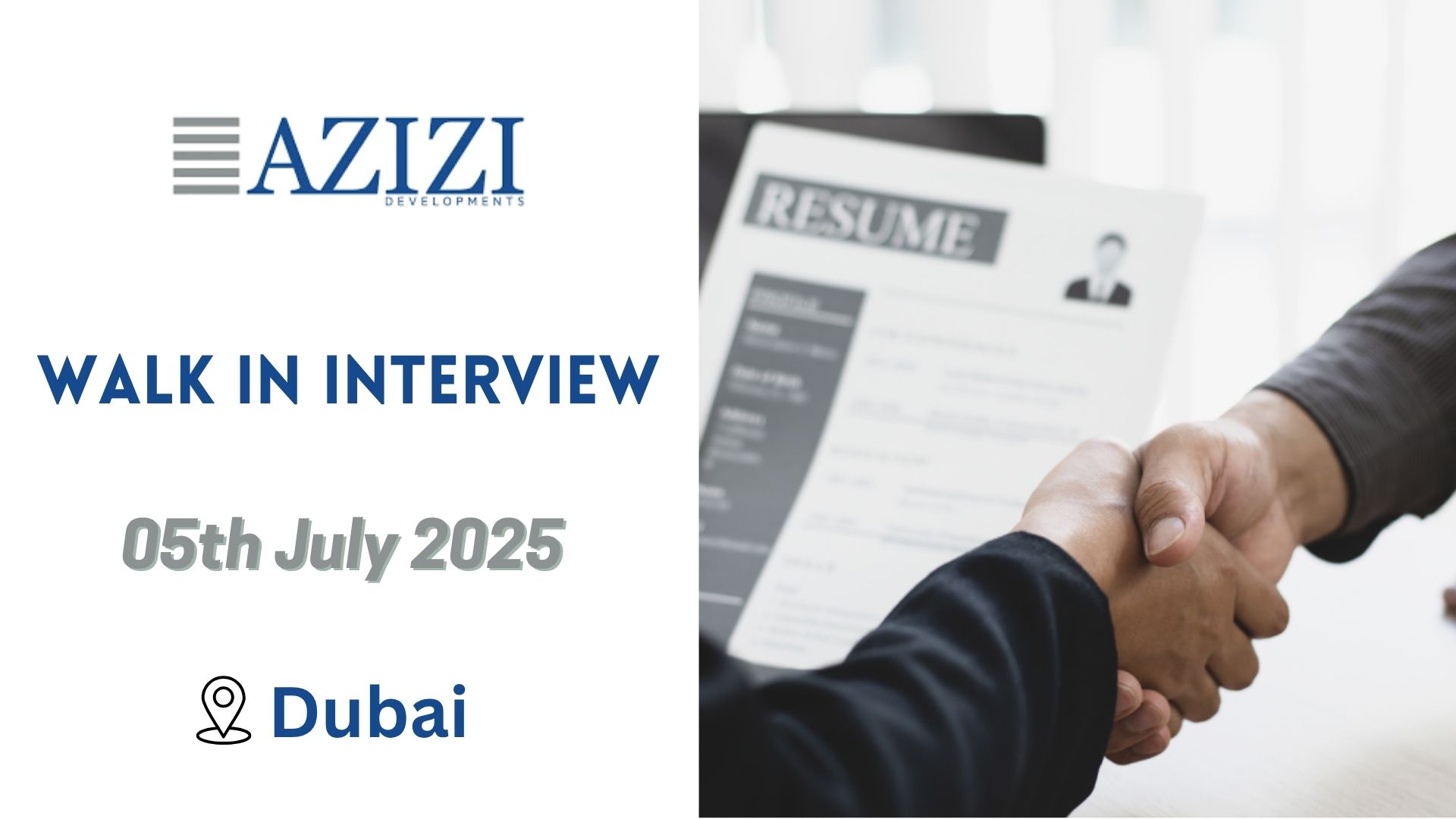 Azizi Developments Walk in Interview in Dubai